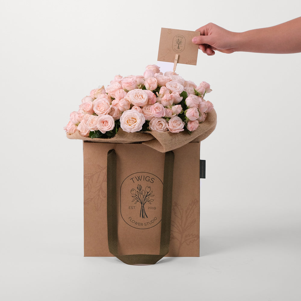 Bombastic spray rose Pink Flowers Bouquet In A Bag – TWIGS