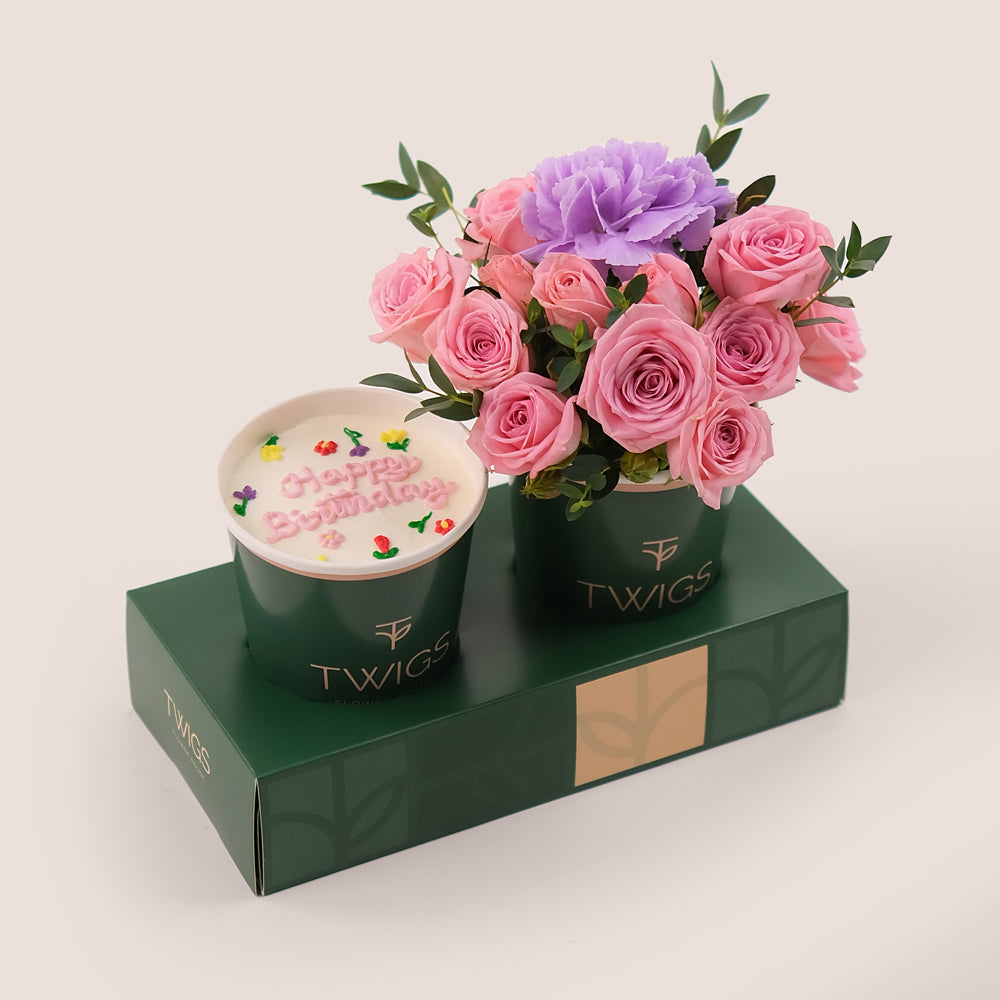 Birthday Cake and Flowers Combo | Elegant & Affordable Gift UAE – TWIGS