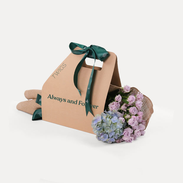 SILVER SHADOW SPRAY ROSE FLOWER ARRANGEMENT – TWIGS