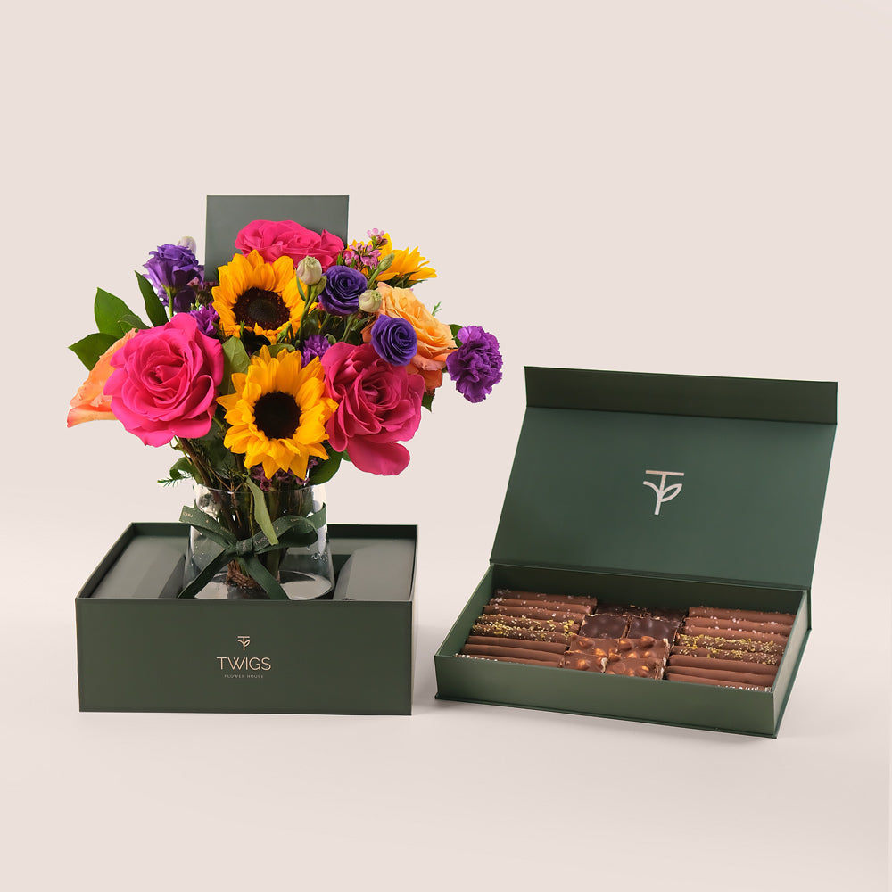Eid Flowers in a Vase & Premium Chocolates | TWIGS UAE